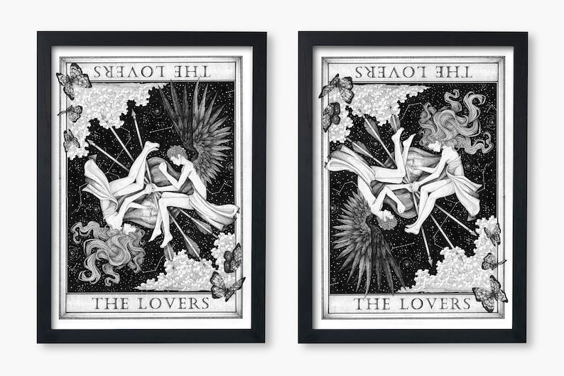 The Lovers, Greek Mythology Inspired Tarot Card Illustration, Eros and ...