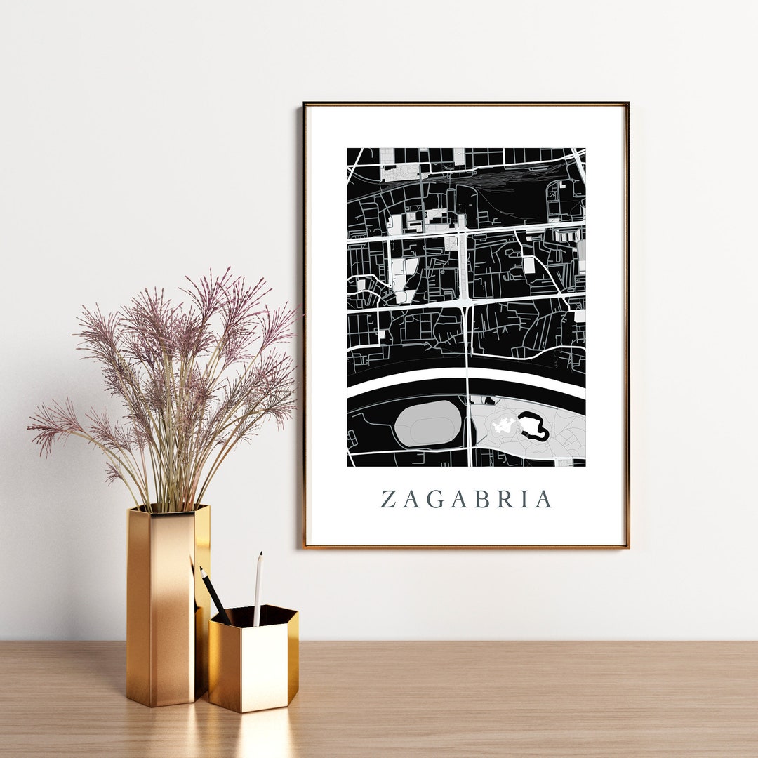 ZAGABRIA Map Digital Download Wall Art Printable Digital - Etsy