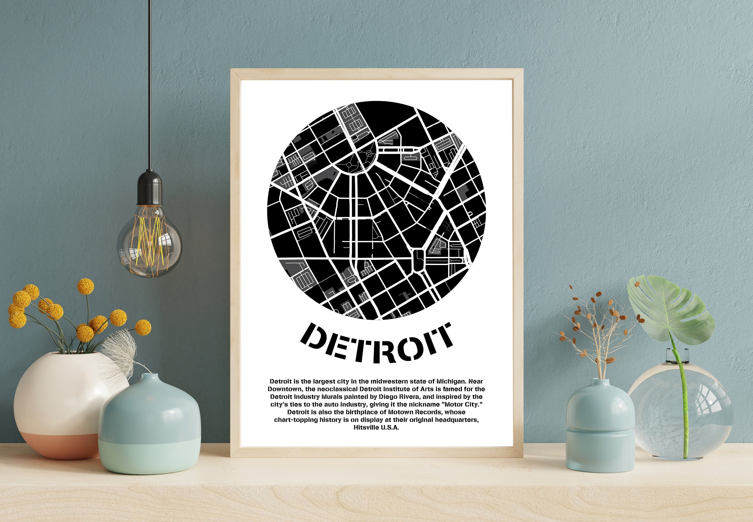Large City Map Detroit Michigan