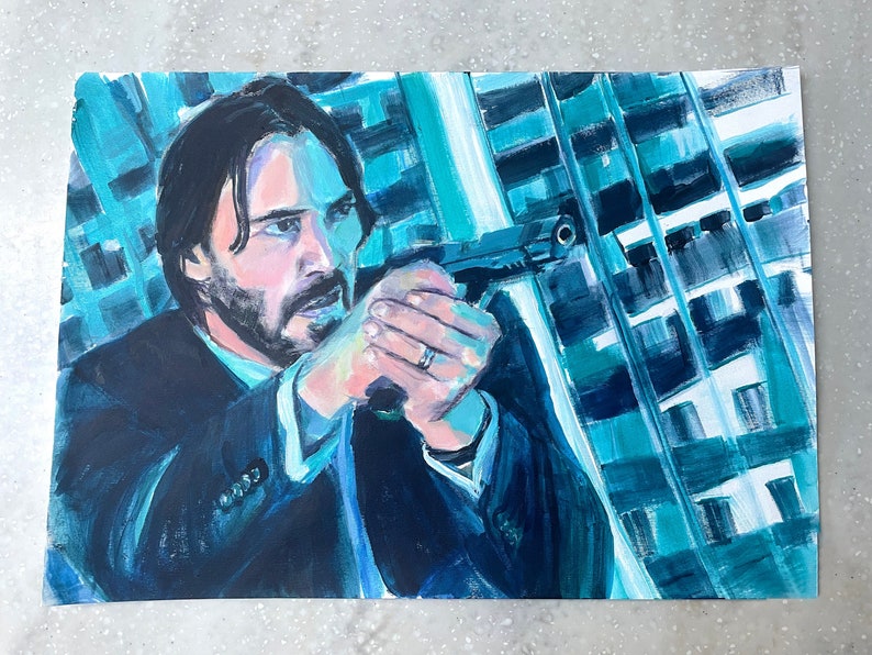 JOHN WICK Keanu Reeves Painting Hand Painted Original Artwork - Etsy