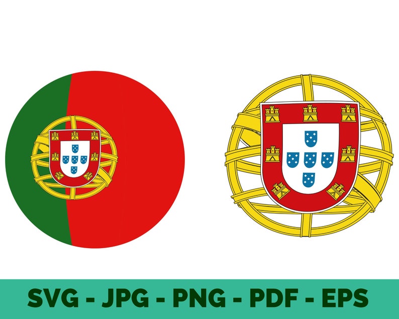 Portugal Crest SVG Clipart | Portuguese Coat of Arms Flag Vector PNG ...
