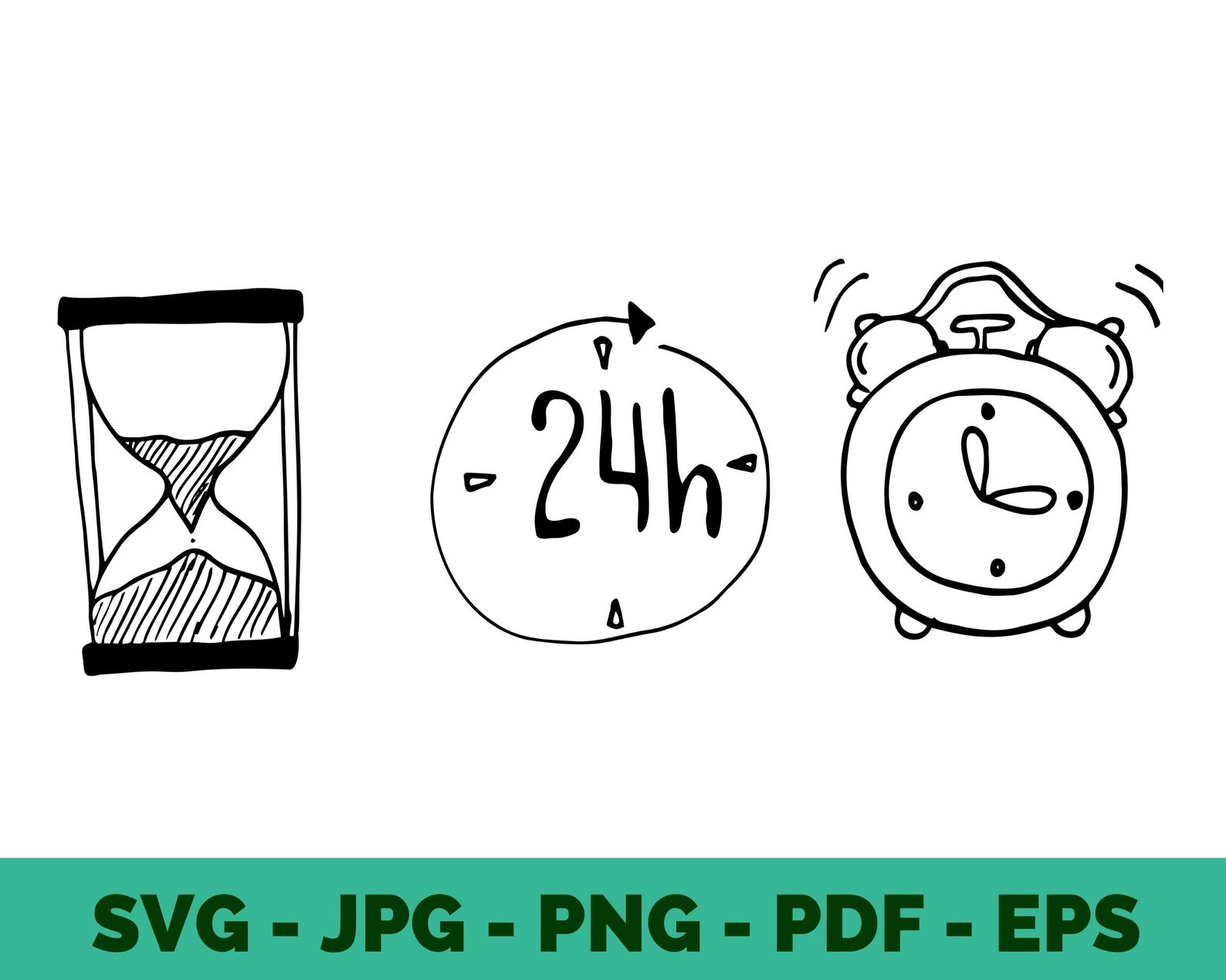 Clock Svg / Clock Face / Hourglass / Watch / Bundle / 24 Hrs / Vector ...