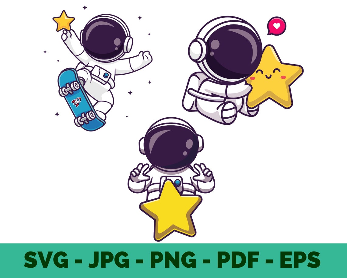 Cute Astronaut Bundle Svg Star Svg Kid Astronaut Svg Bundle - Etsy
