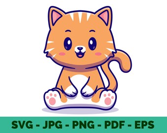 Vector Clipart Kawaii Cats Cute Cats Clipart Set High Quality Vectors ...