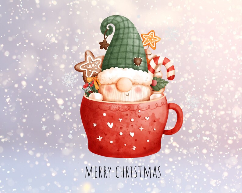 Christmas Gnomes Watercolor Clipart: Nordic Winter Design (digital ...