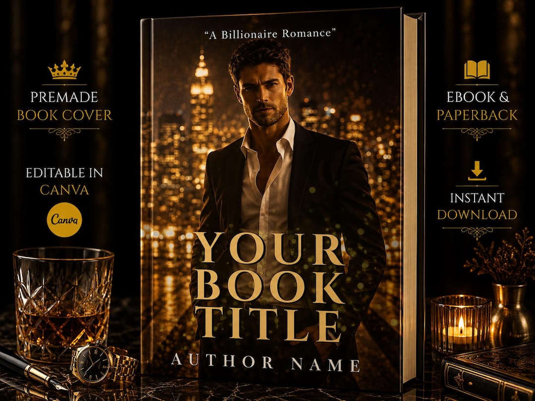 Billionaire Romance Book Cover Canva Template Exclusive | Dark Alpha ...