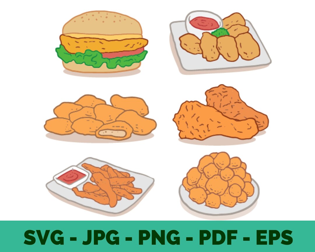 Chicken Nugget Clipart | Fast Food Bundle | American Food Vector ...