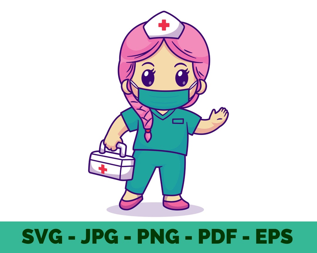 Cute Nurse Clipart Bundle | Cartoon Nurse Graphics for Tshirt Design ...