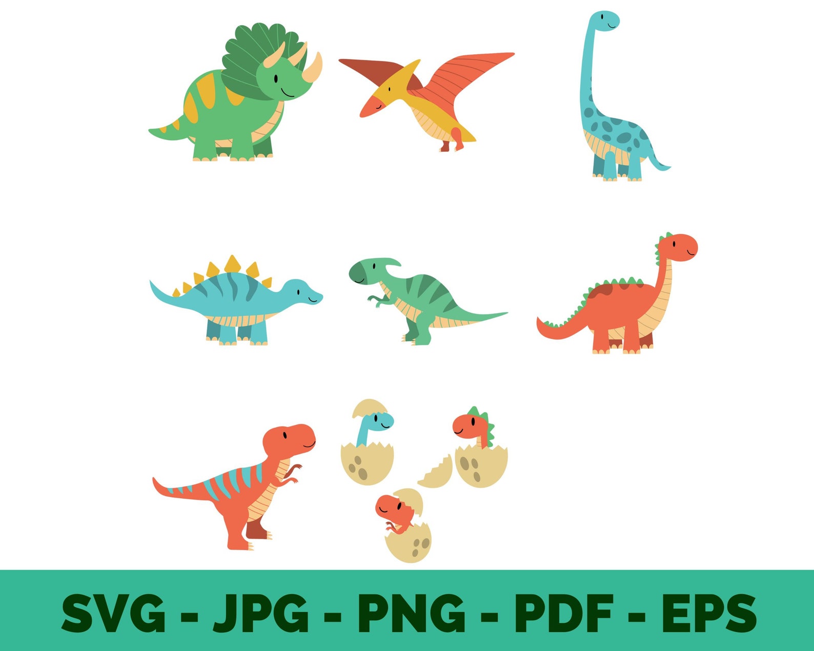 Dinosaur Clipart / Cute Dinos / Clipart / Scrapbook Printable ...