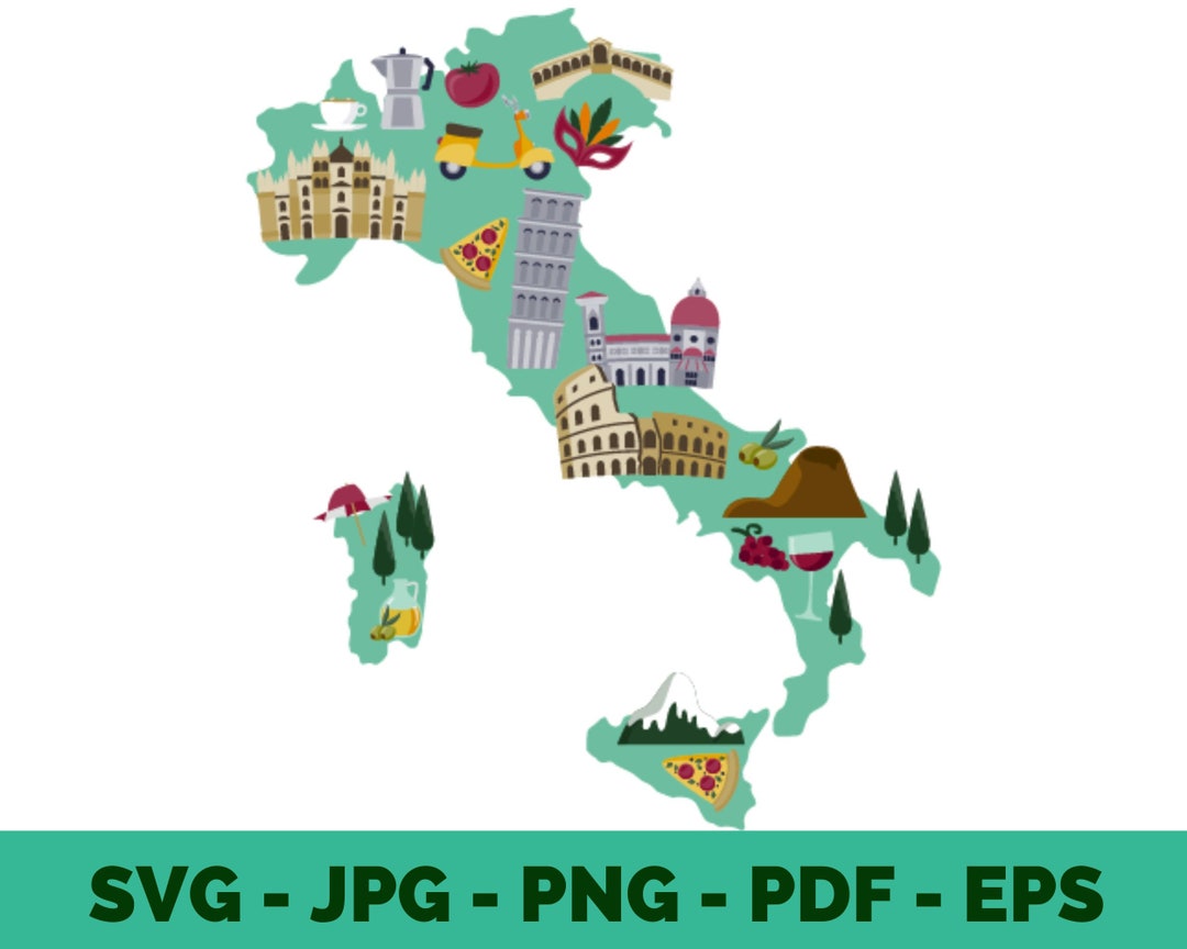 Italy Svg / Italy Map Clipart / Travel / Tshirt Design / Italian / Rome ...