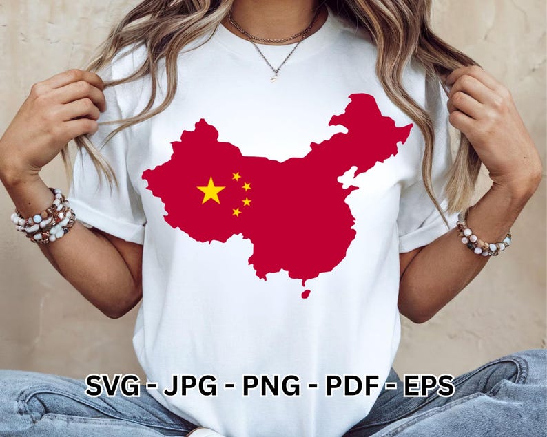 China Map SVG Clipart | Chinese Flag Vector T-shirt Design for Cricut ...