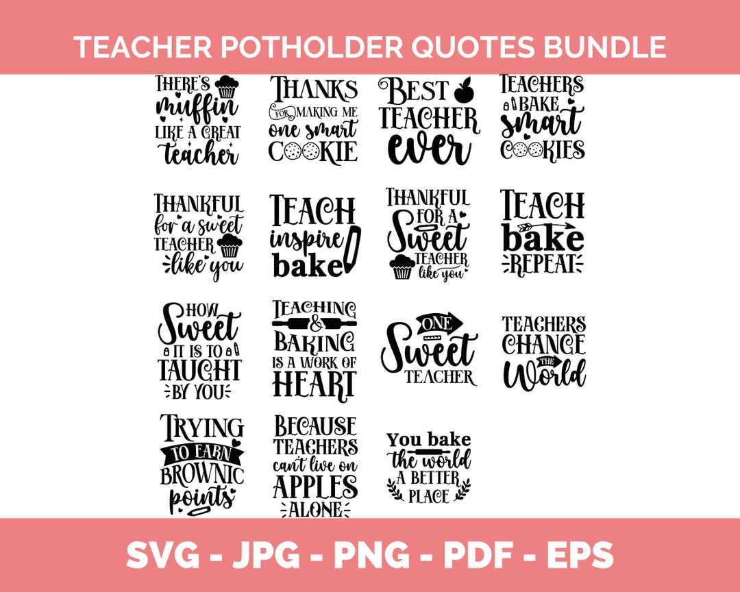 Teacher Quotes Potholder SVG Bundle for Cricut | Funny Inspirational ...