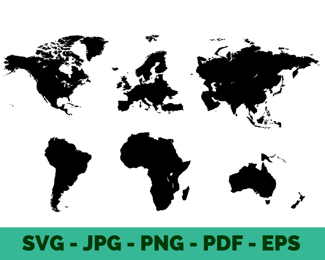 World Map SVG Bundle | Printable Wall Art | Map of the World Clipart ...