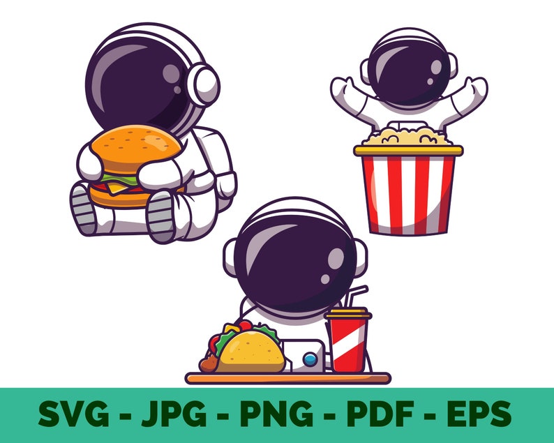 Cute Astronaut Clipart / Astronaut / Food / Cartoon / Space Man ...