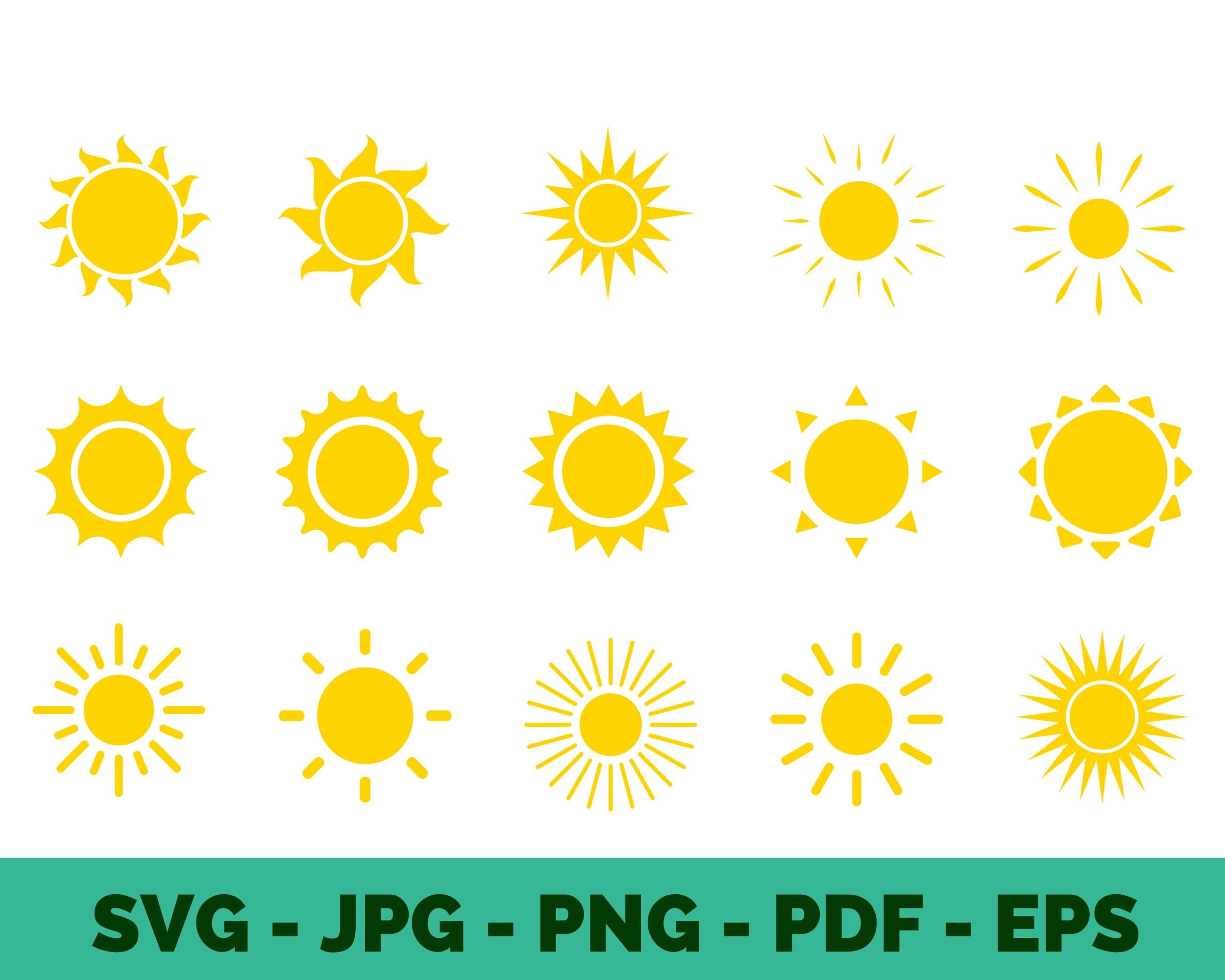Sun SVG Bundle | Sunshine Clipart for Summer T-shirt Printing & Cricut ...