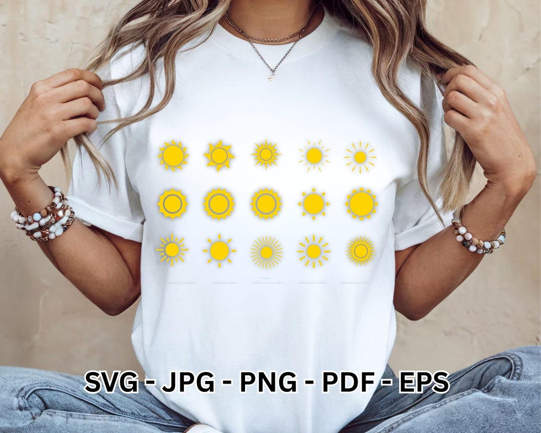 Sun SVG Bundle | Sunshine Clipart for Summer T-shirt Cricut Vector ...
