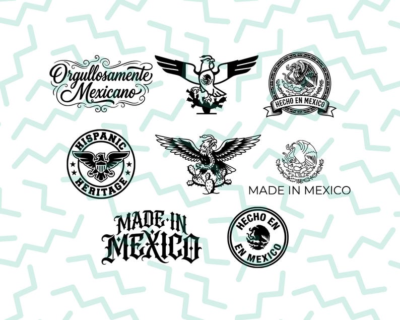 Mexican Coat of Arms SVG Bundle PNG | Vintage Tattoo Eagle Hecho En ...