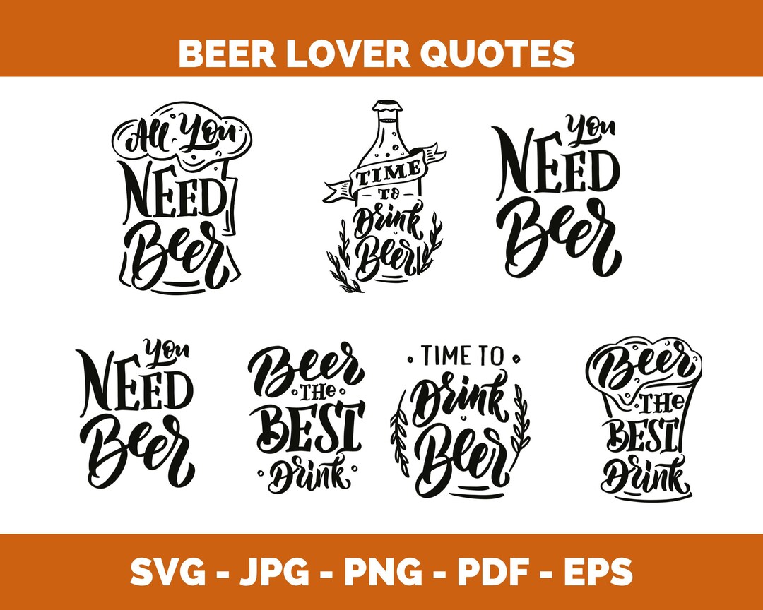 Beer SVG Bundle | Beer Quotes SVG Designs and Beer Glass Clipart ...