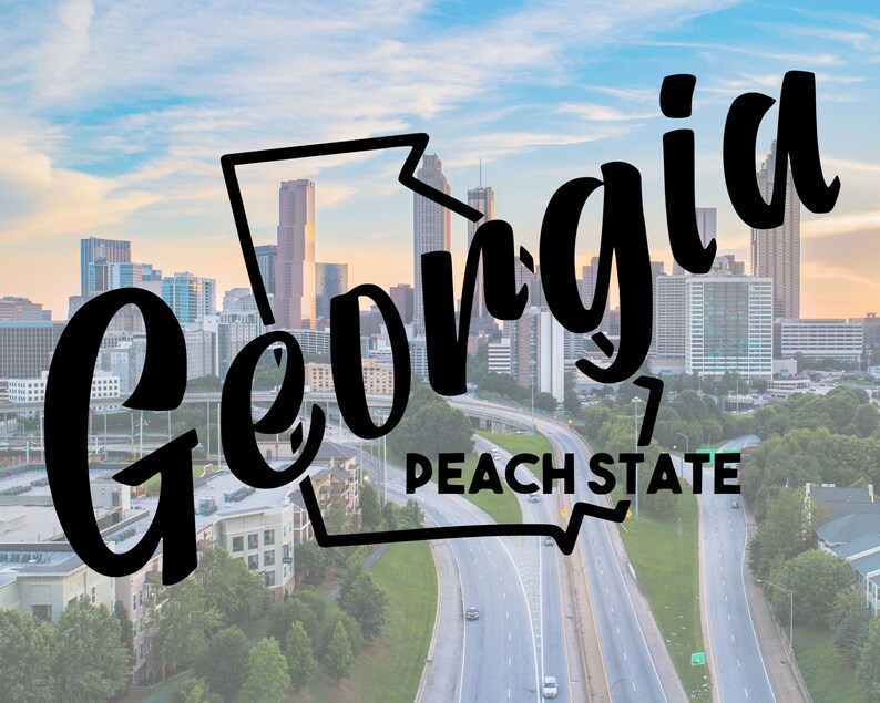 Georgia Peach State SVG Bundle | Map Outline Clipart Southern Peach ...
