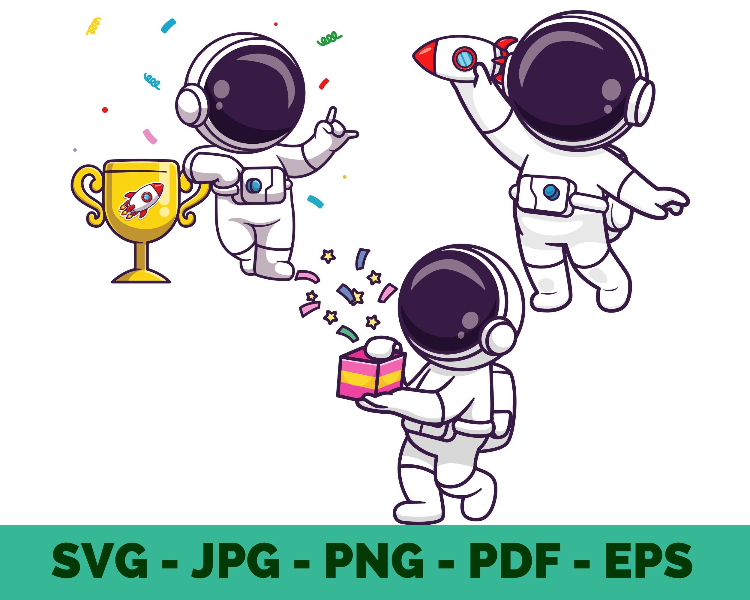 Cute Astronaut Clipart / Winner / Astronaut Champion / Kid Astronaut ...