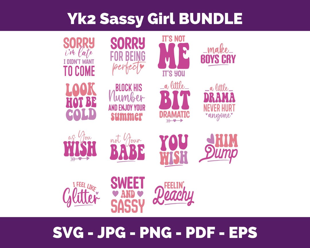 Y2K Sassy Girl SVG Collection | Retro 2000s SVG Files for Cricut | Cute ...
