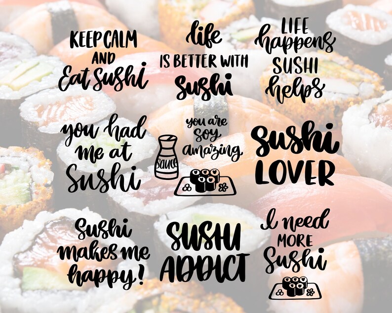 Sushi Lover SVG Bundle Kitchen Quotes, Funny Foodie Shirt Designs ...