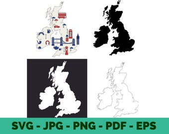 United Kingdom Map Svg - Etsy