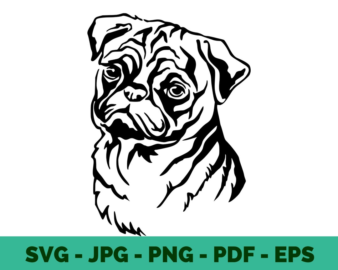 Pug SVG | Cute Pug Clipart and Dog Designs | Pug Mom and Love Pug SVG ...