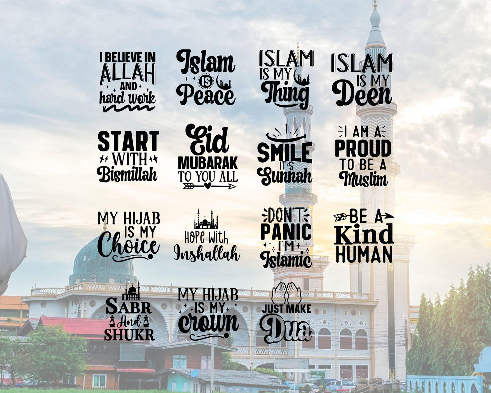 Islamic SVG Bundle Allah Quran Ramadan Quotes, Islamic Art Clipart for ...