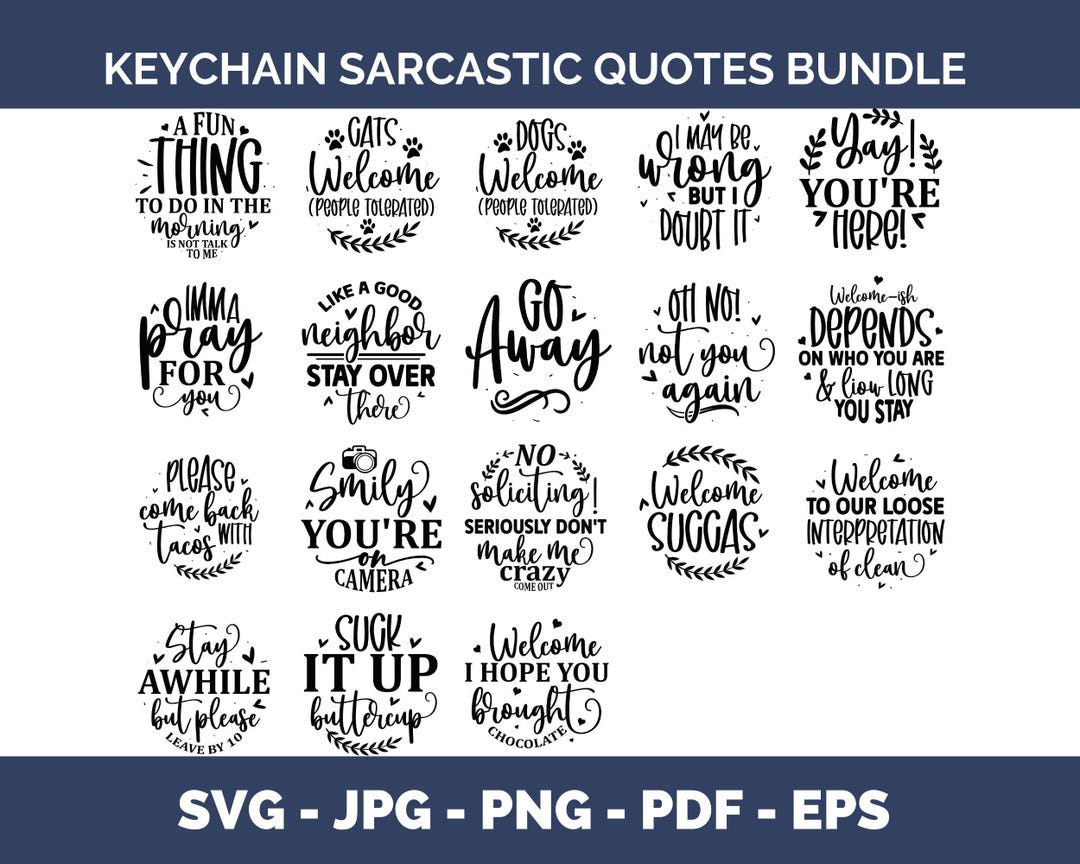 Keychain SVG Bundle Funny Sassy Quotes Clipart, DIY Acrylic Cut Files ...