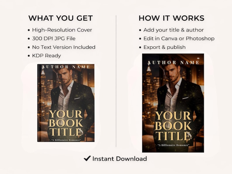 Redhead Billionaire Romance Book Cover Canva Template | Alpha CEO ...