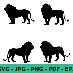 Lion SVG | Lion Head Silhouette | Safari Animal Clipart Bundle | Vector ...