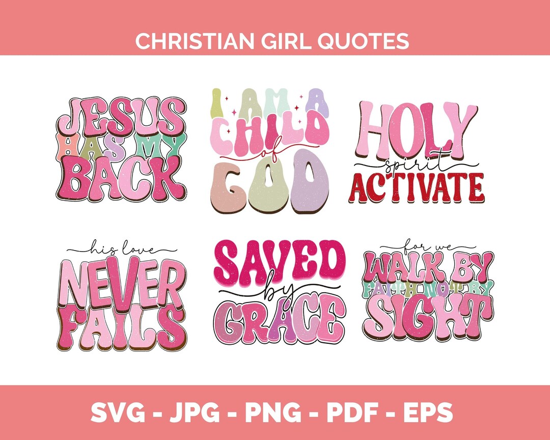 Christian Girl Quotes SVG Bundle | Retro Girl | Faith-based Shirt ...