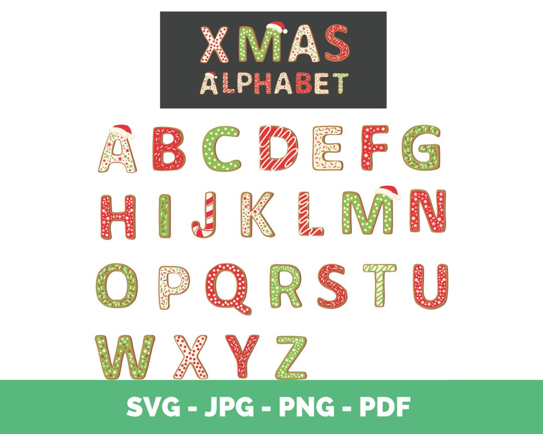 Christmas Alphabet Png | Santa Letters Clipart | Christmas Font | Merry ...