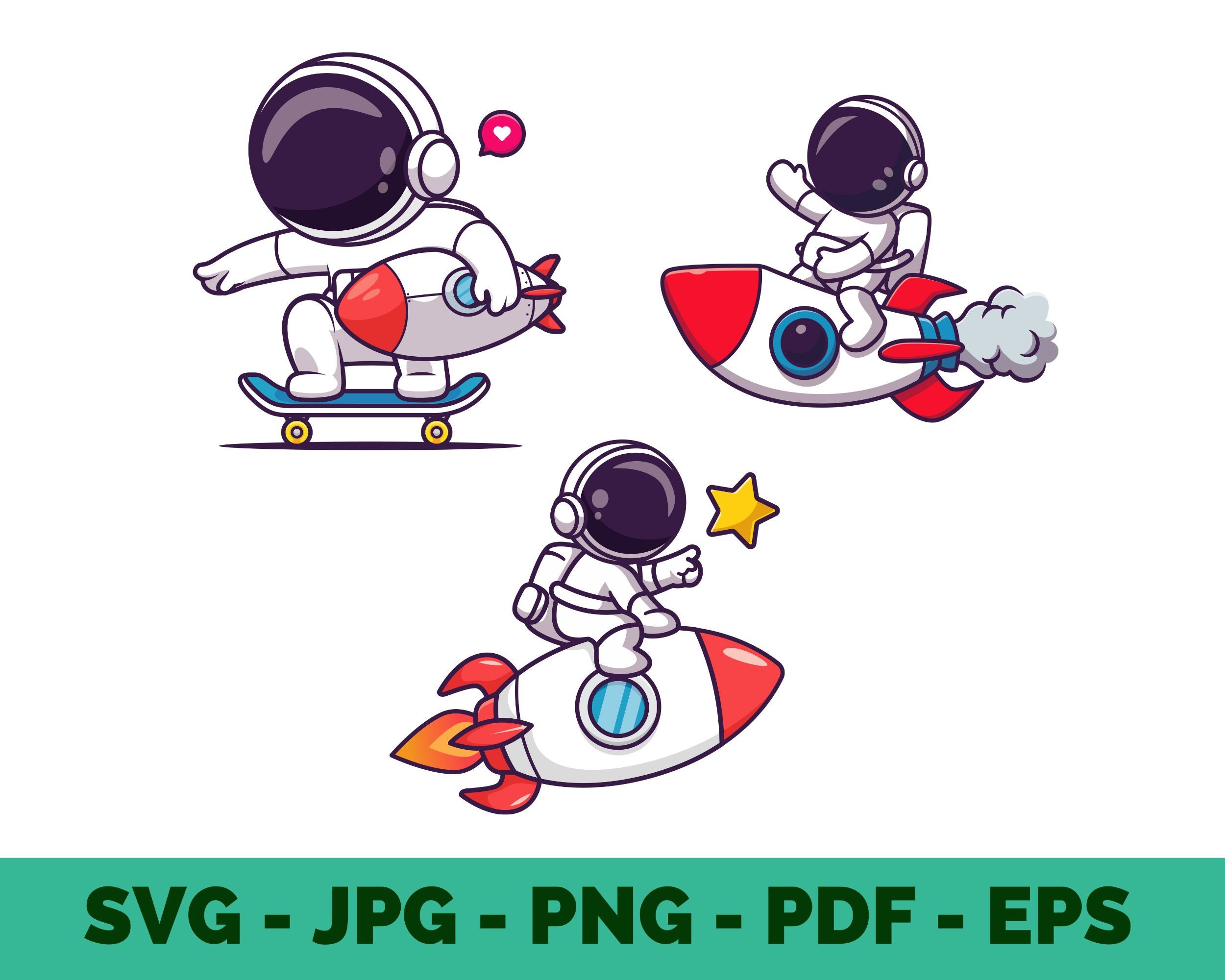 Cute Astronaut Svg Astronaut Rocket Svg Astronaut on Rocket Svg Kid ...