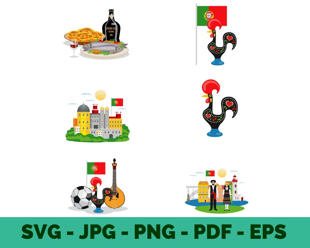 Portugal Rooster Clipart / Portugal Svg / Galo Barcelos Bundle ...