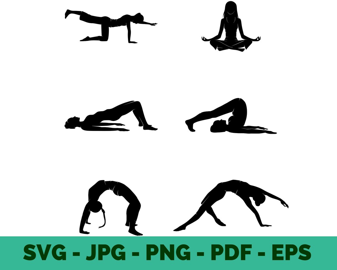 Yoga SVG Bundle | Meditation & Lotus Clipart | Fitness Silhouette ...