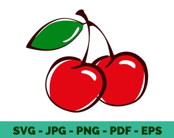 Cherries SVG PNG, Cherry Vector Art, Cherries Clip Art, Cherry Clipart ...