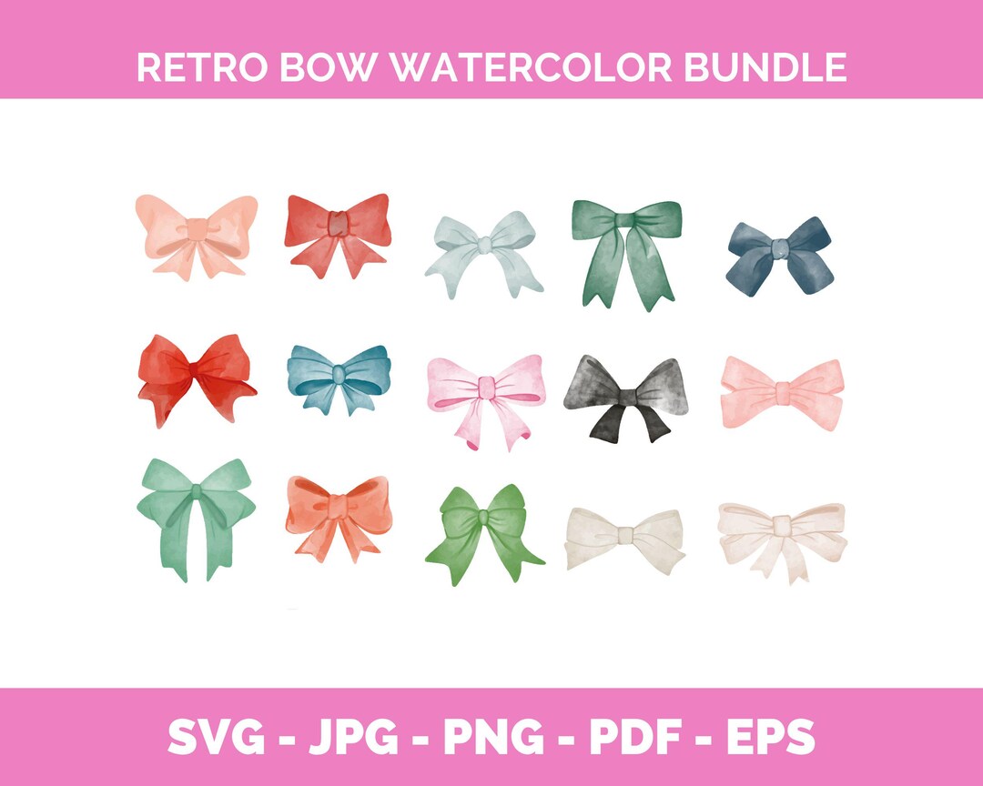 Coquette Retro Bow Bundle Vintage Bow Clipart Cute Bow Aesthetic Bow ...
