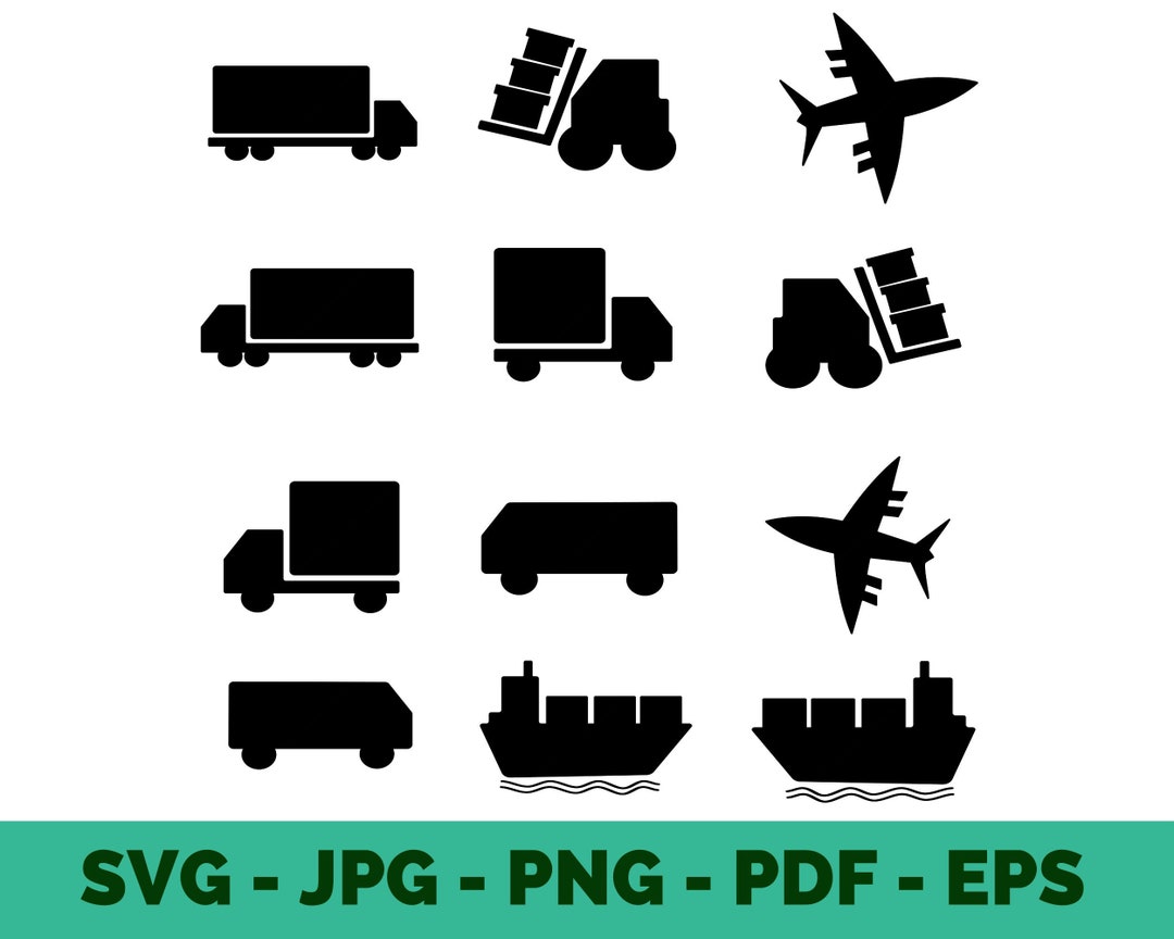 Transport SVG Bundle | Airplane, Car, Truck, Trailer, and Ship Clipart ...