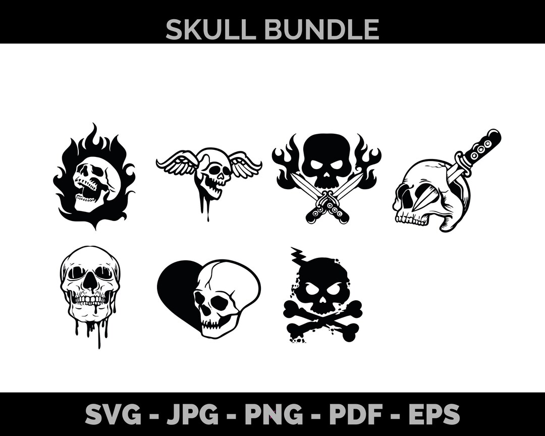 Skull SVG Bundle Gothic Svg Skeleton Svg Halloween Png Sugar Skull Svg ...