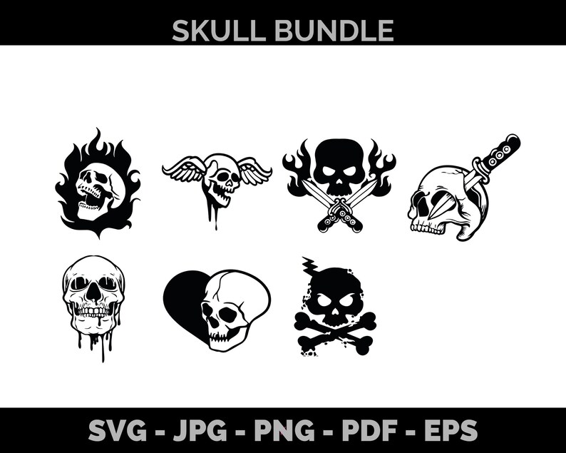 Skull SVG Bundle Gothic Svg Skeleton Svg Sugar Skull Svg Halloween Svg ...
