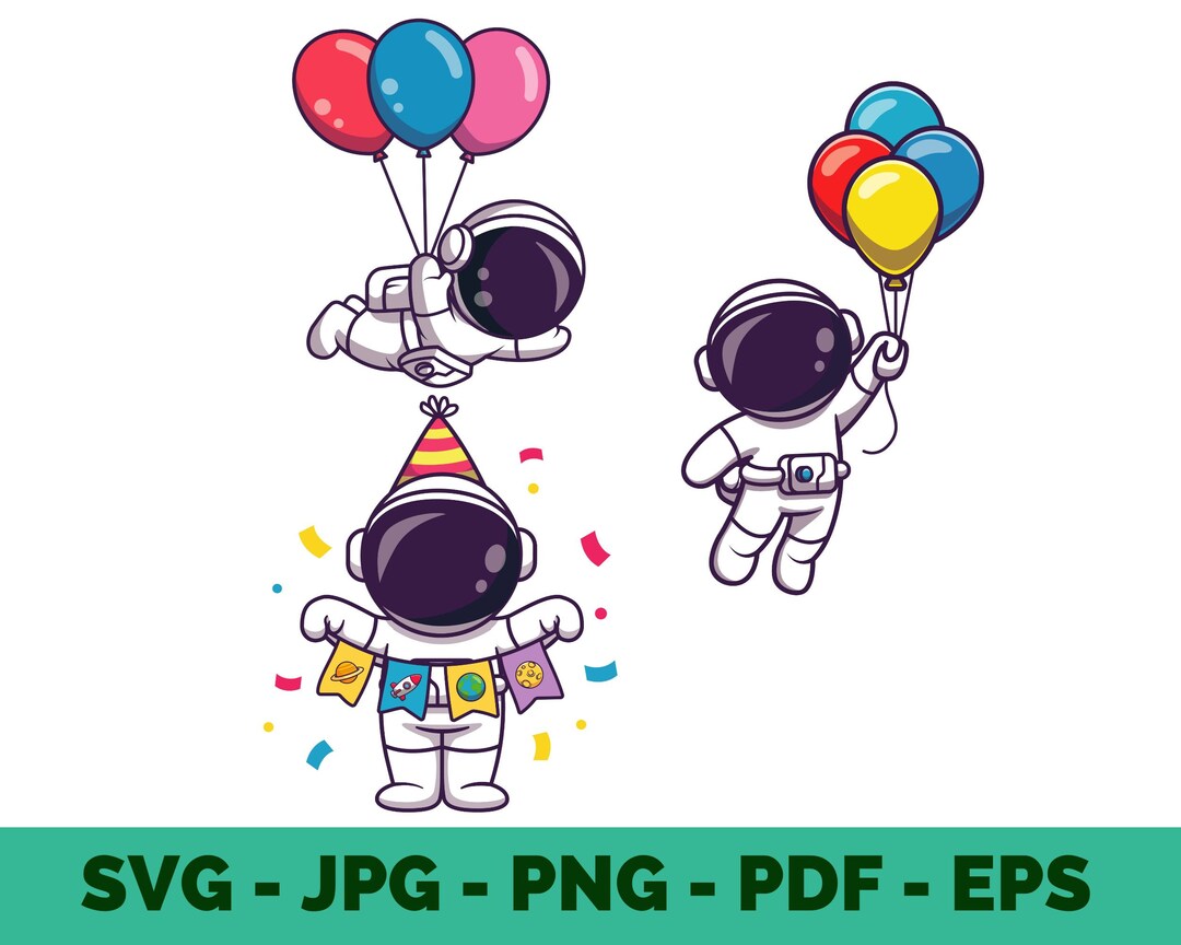 Cute Astronaut / Clipart / Bundle / Birthday / Astronaut / Cosmonaut ...