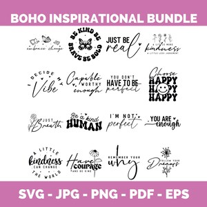 Boho Inspirational Quotes SVG Bundle: Retro Designs (digital Download ...