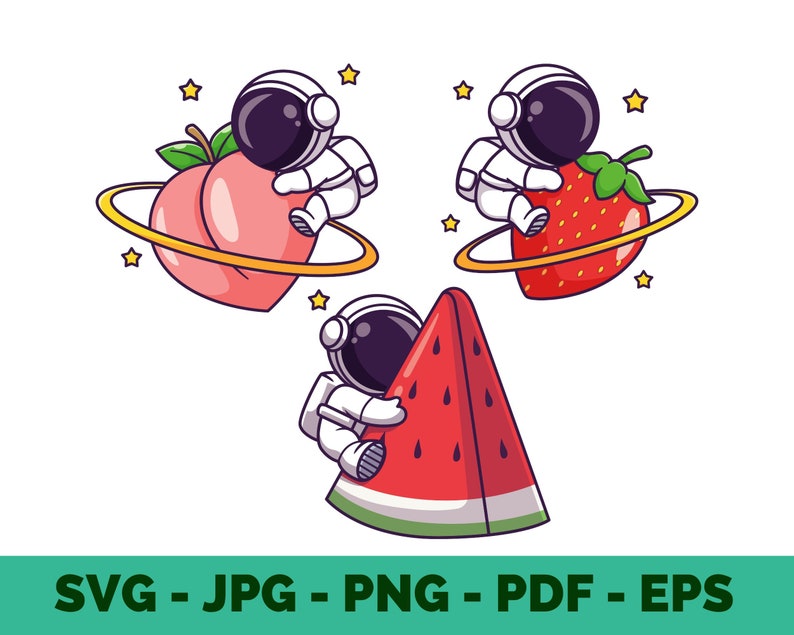 Cute Astronaut / Clipart / Bundle / SVG / Fruit / Kid Astronaut ...