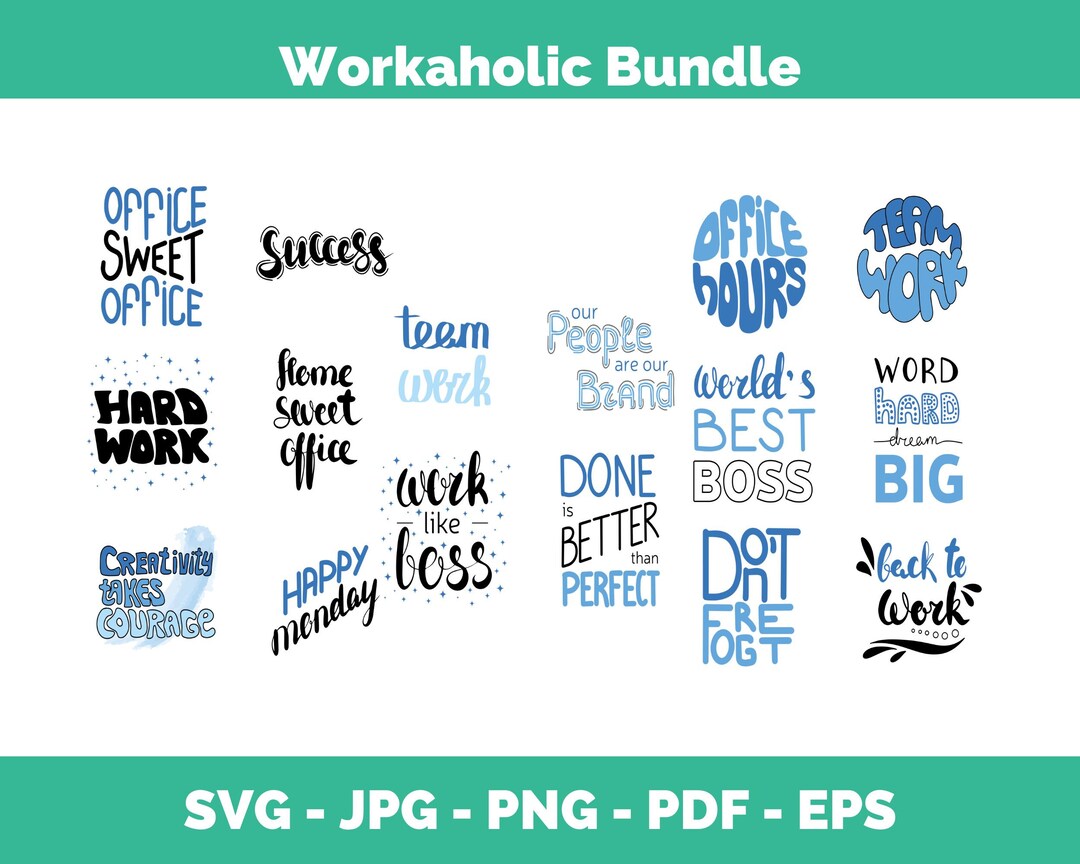 Workaholic SVG Bundle Funny Coworker Gift Designs for Coffee Mugs ...
