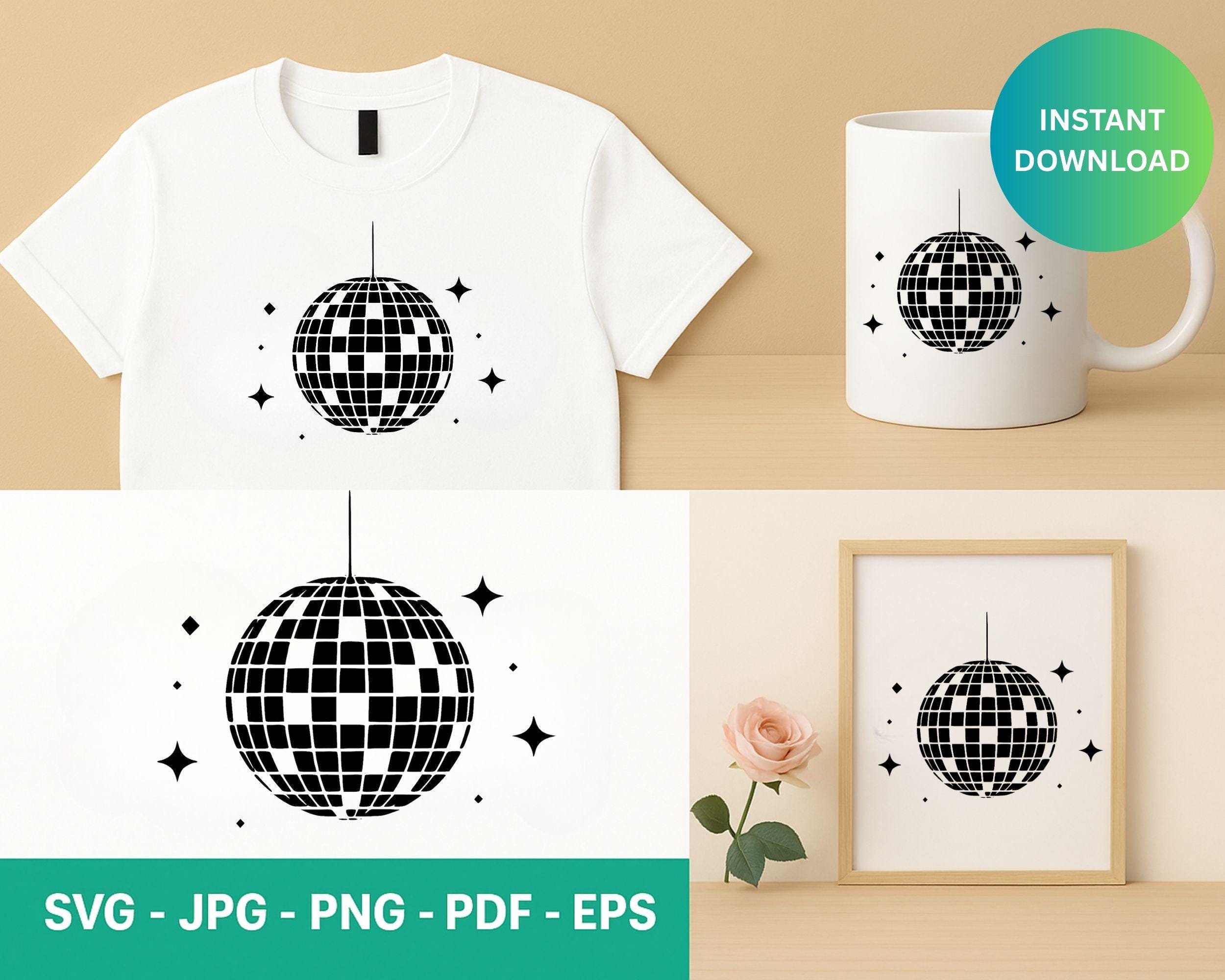 Disco Ball SVG 70s Mirror Ball Shiny Clipart Vector Designs, Party ...