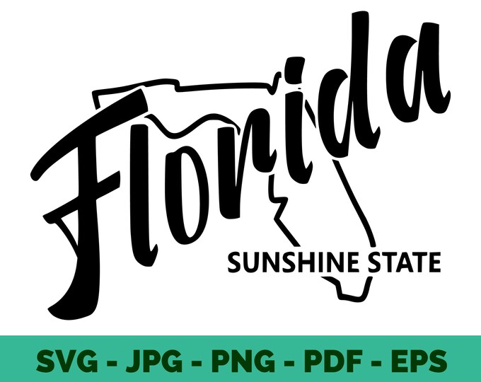 Florida Map Stencil Outline Script Font Floridian American Cricut Files ...