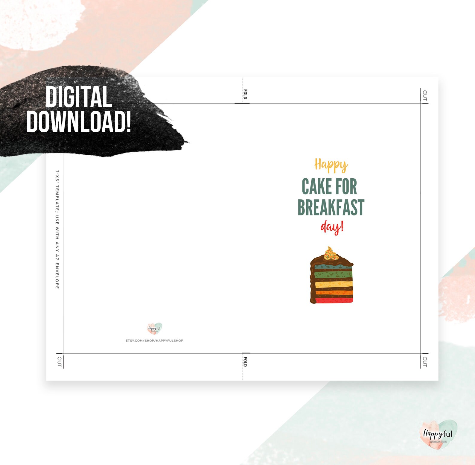 Eat Cake for Breakfast, Eat Cake, Birthday Card, Printable Birthday ...