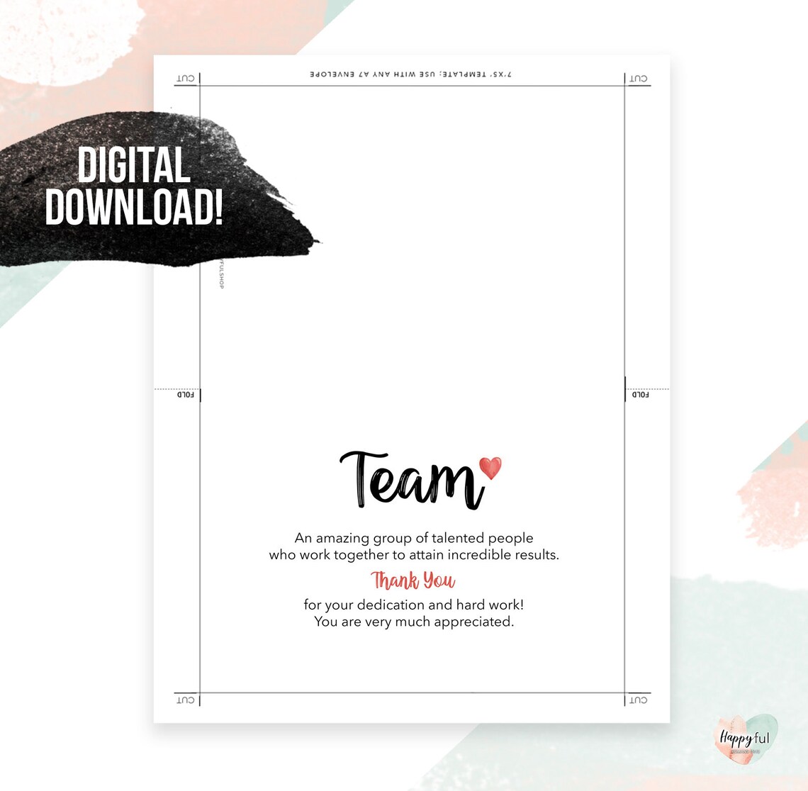 Team Work Card, Thank You, Appreciation, Teamwork, Printable Card - Etsy